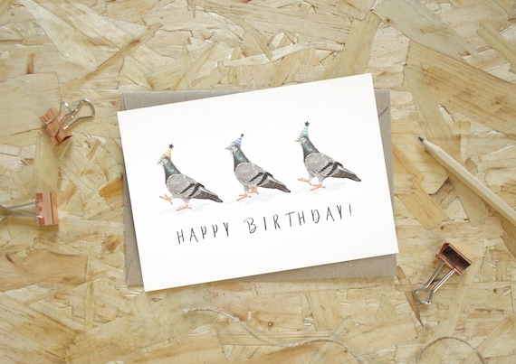 Party Pigeons Birthday Card - Etsy