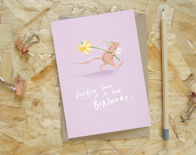 Mouse Birthday Card - Etsy UK