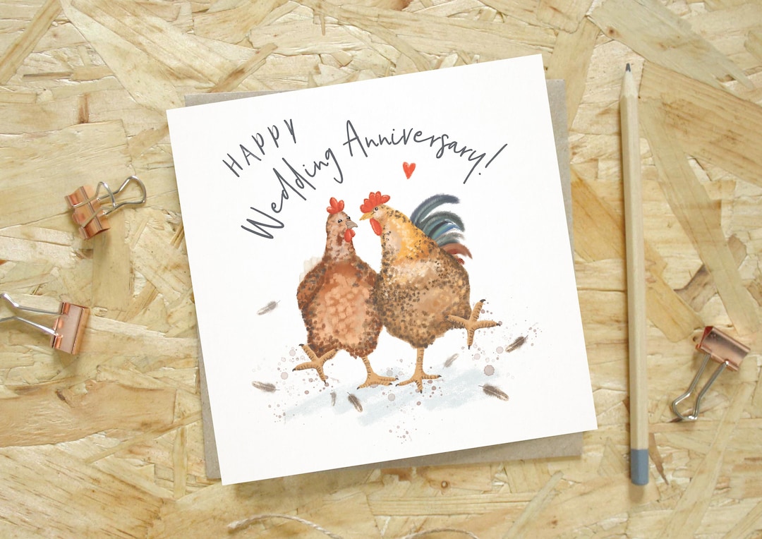 Chicken Wedding Anniversary Card - Etsy