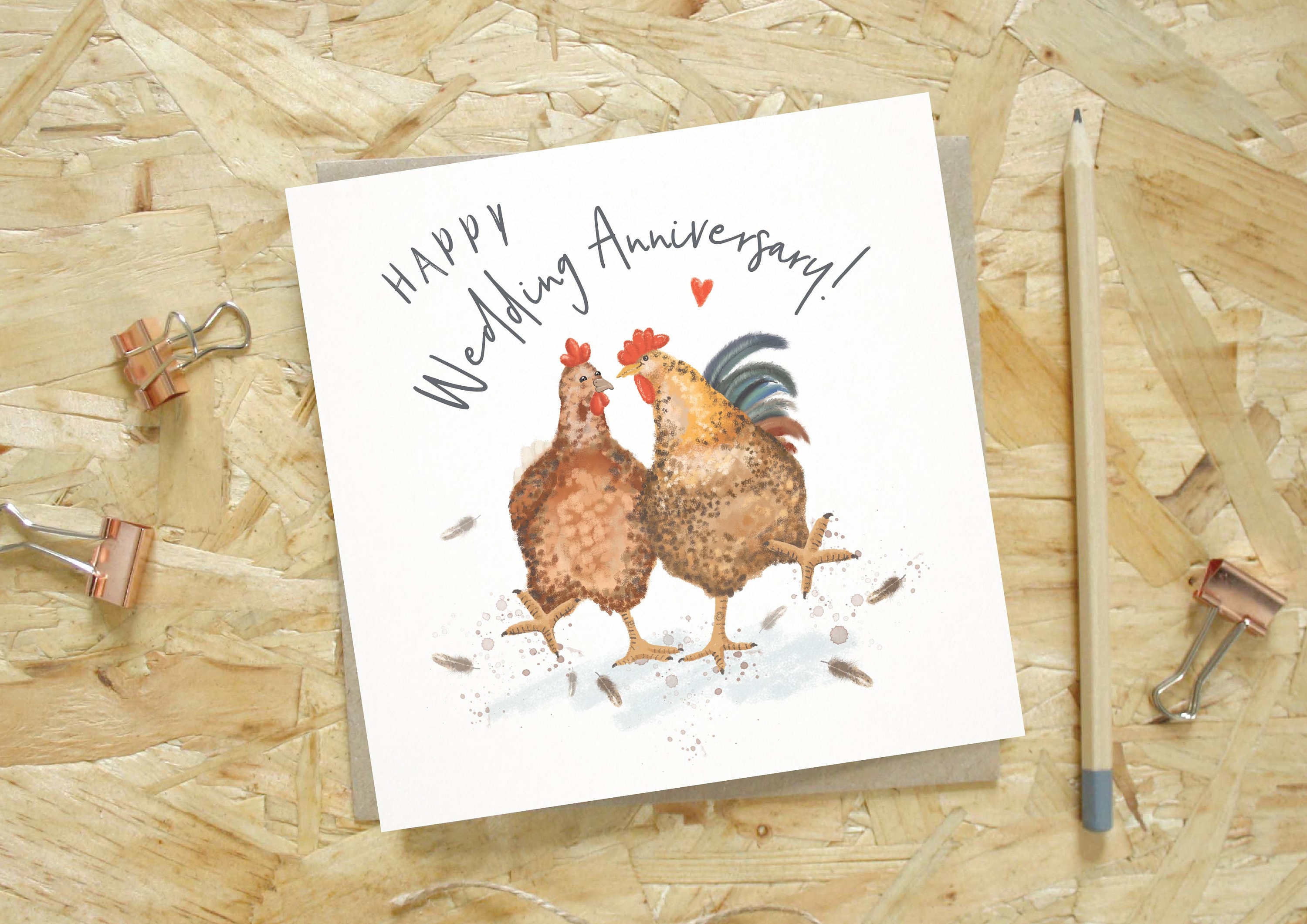 Chicken Wedding Anniversary Card | Etsy