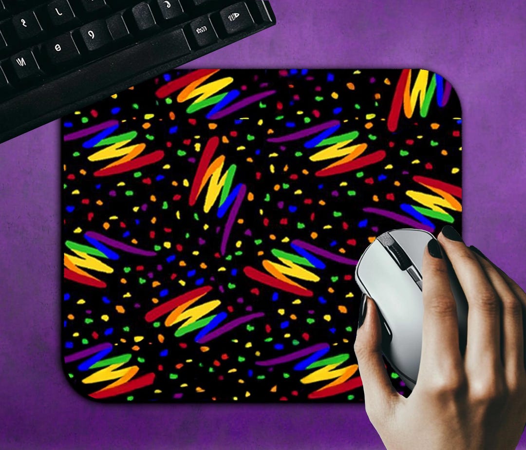 Retro 80s Arcade Mouse Pad #3, Neon Geometric Desk Mat, Vintage Video ...