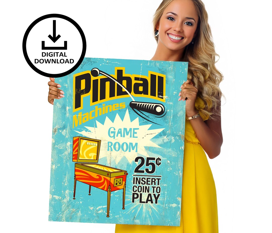 Pinball Machines Poster #11, Instant Download, Pinball Enthusiast Gift ...
