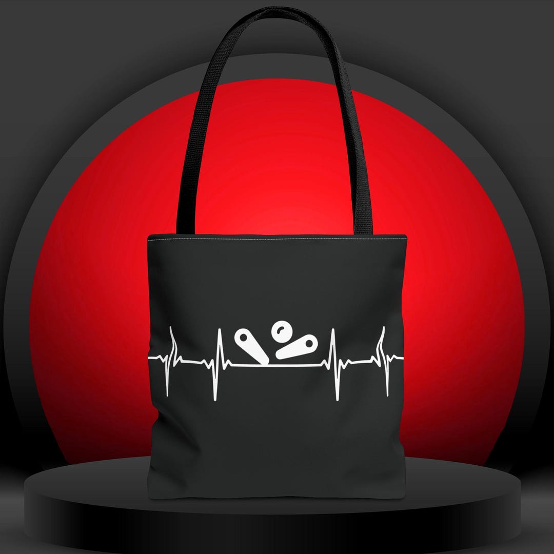 Pinball Tote Bag #12, Pinball Heartbeat Bag, Arcade Lover Tote, Pinball ...