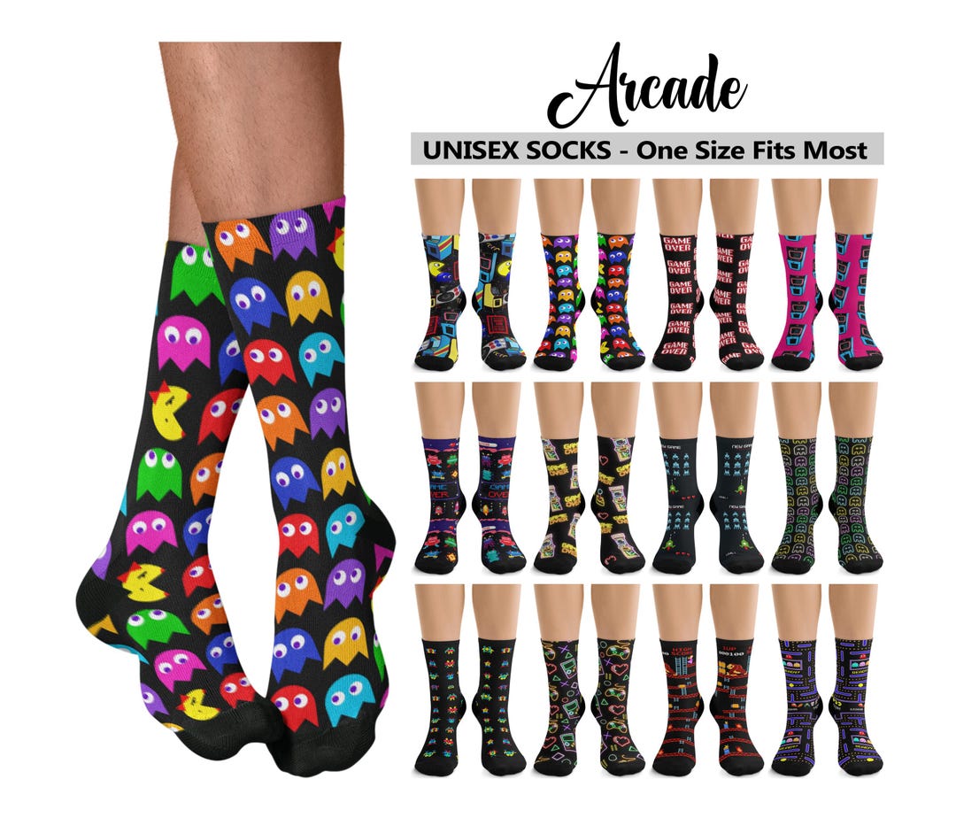 Arcade Game Socks #2, Unisex Premium Quality Crew Socks, Arcade Gamer ...