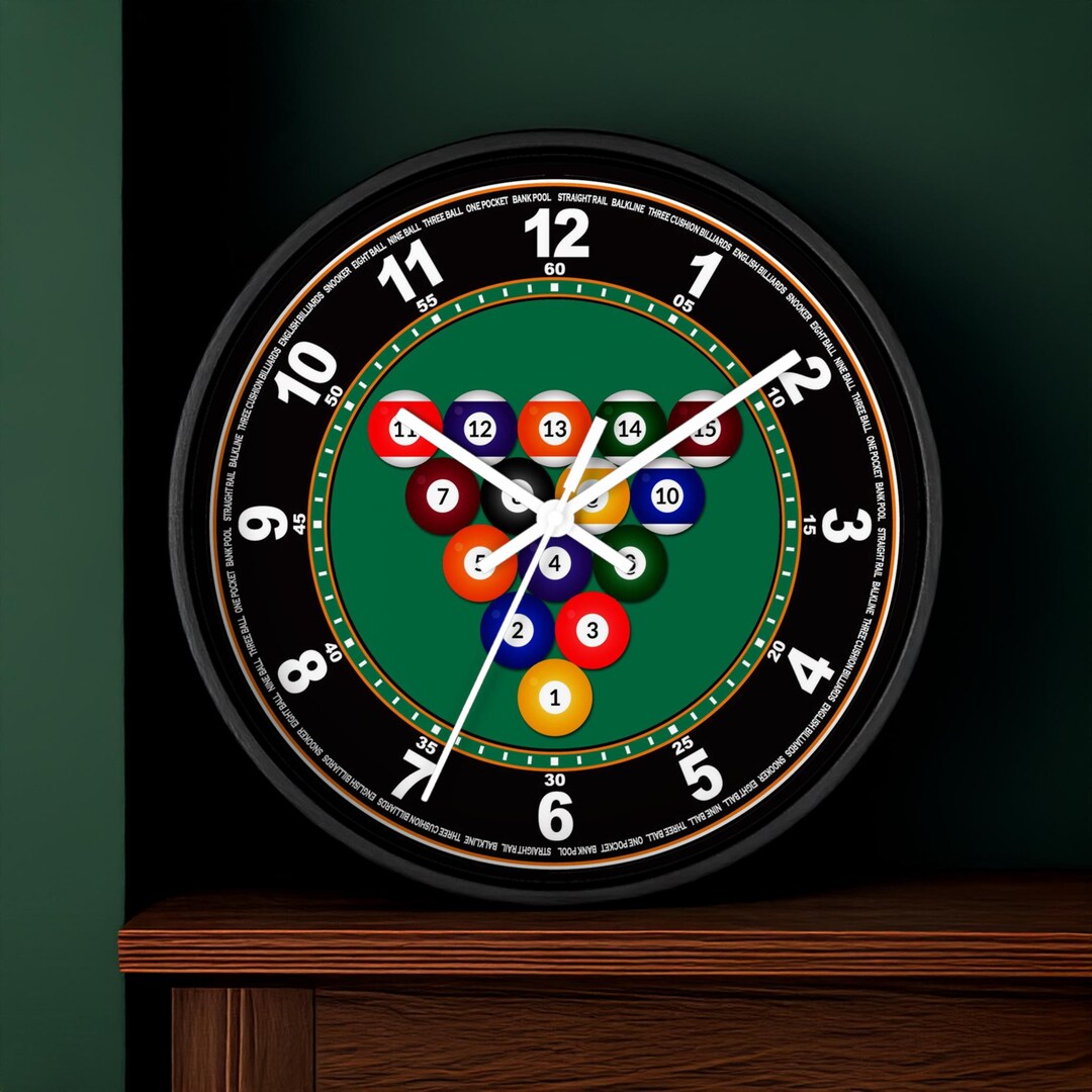 Billiards Pool Table Clock #1 - Wooden Wall Art (10 Inch) - Etsy