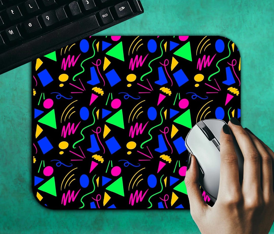 Retro 80s Arcade Mouse Pad #2, Neon Geometric Desk Mat, Vintage Video ...