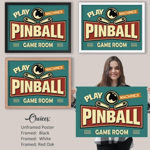 Pinball Machines Poster #17 - Vintage Retro Arcade Art | Game Room ...
