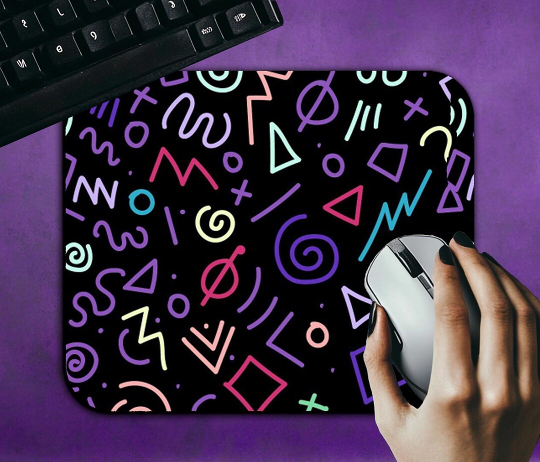 Retro 80s Arcade Mouse Pad #6, Neon Geometric Desk Mat, Vintage Video ...