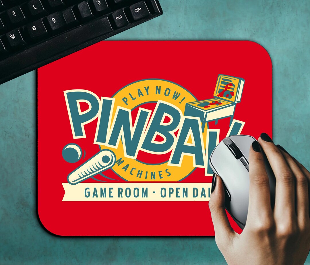 Pinball Mouse Pad #32, Game Room Sign Desk Mat, Play Pinball Here ...