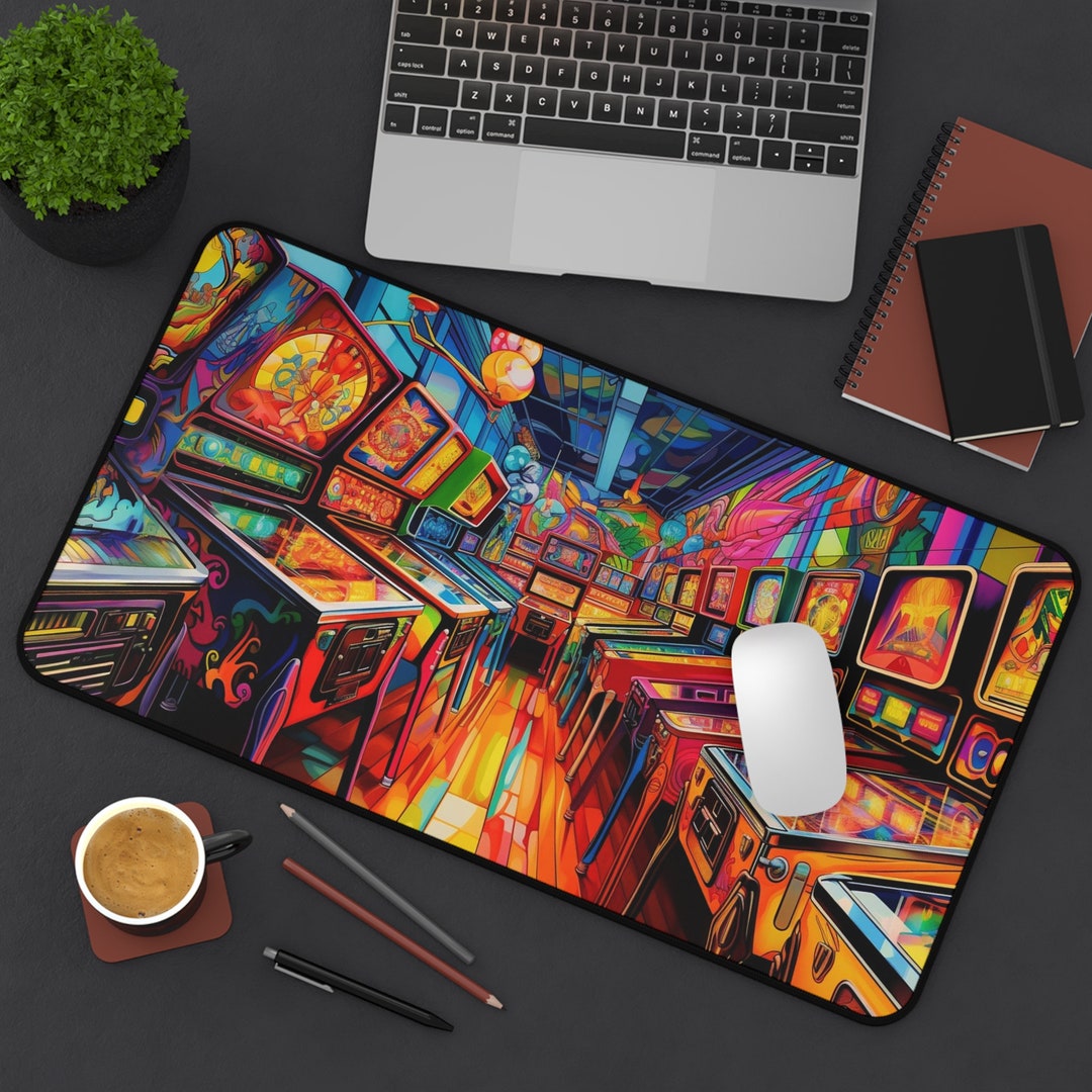Pinball Desk Mat 19 Non-slip Gaming Desk Pad Retro Arcade Office Decor ...