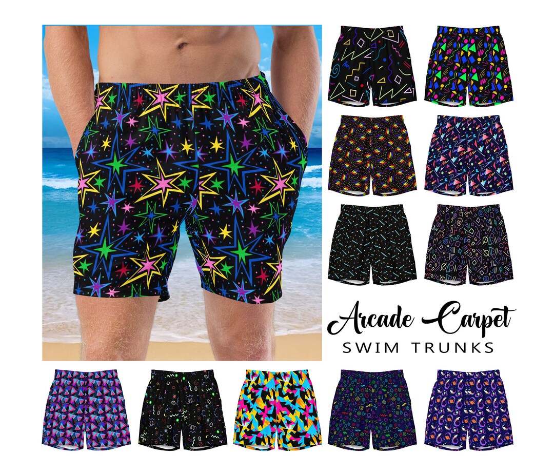 Men's Arcade Carpet Swim Trunks #1 – Retro 80s 90s Gamer Beach Shorts ...