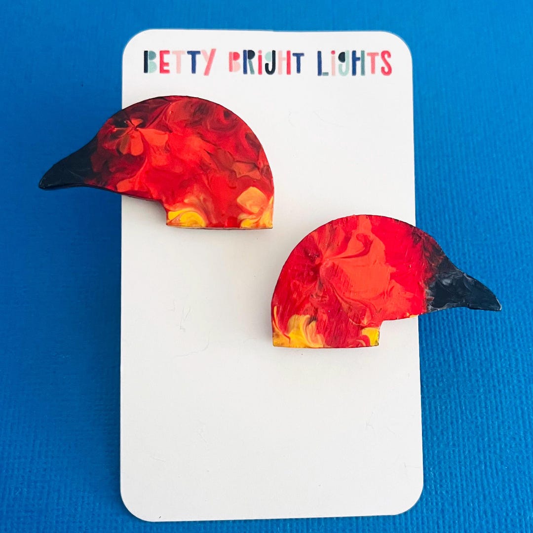 Bush Turkey Studs! Made From Hand Painted, Lightweight, Bird Earrings ...