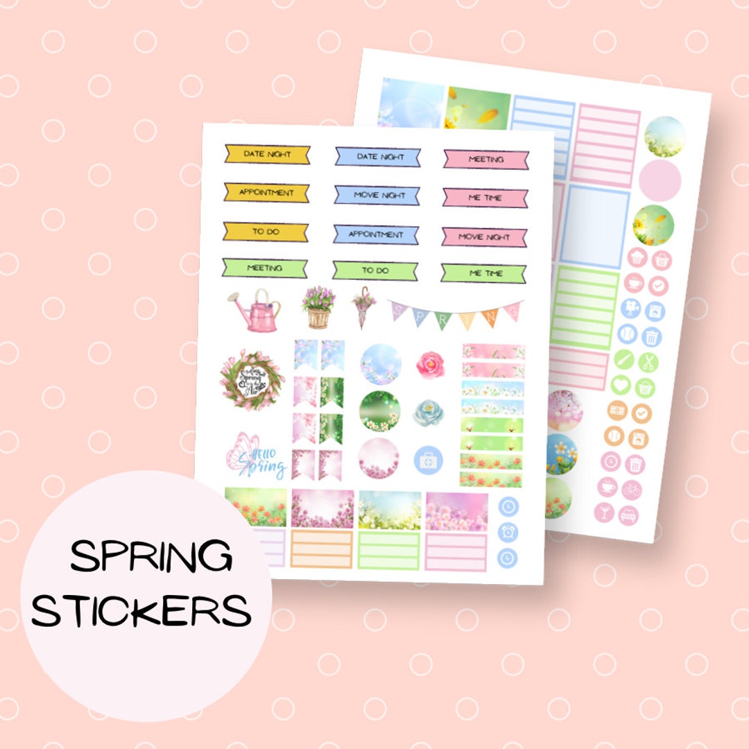 Spring Digital Stickers for Goodnotes Digital Planner Spring Pastel ...