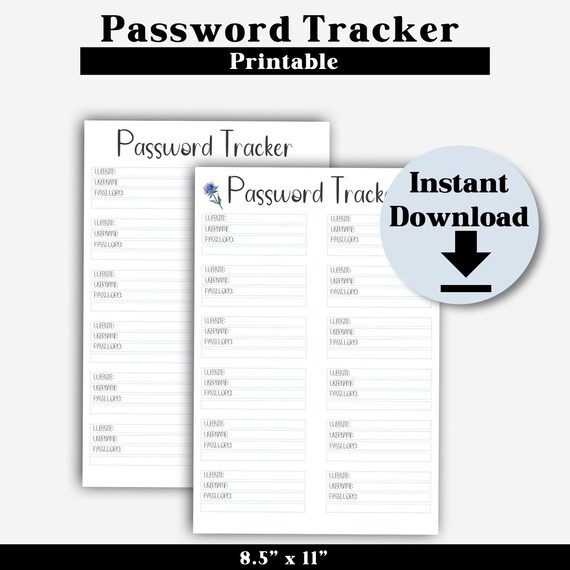 Printable Password Tracker Journal Digital Download | Etsy