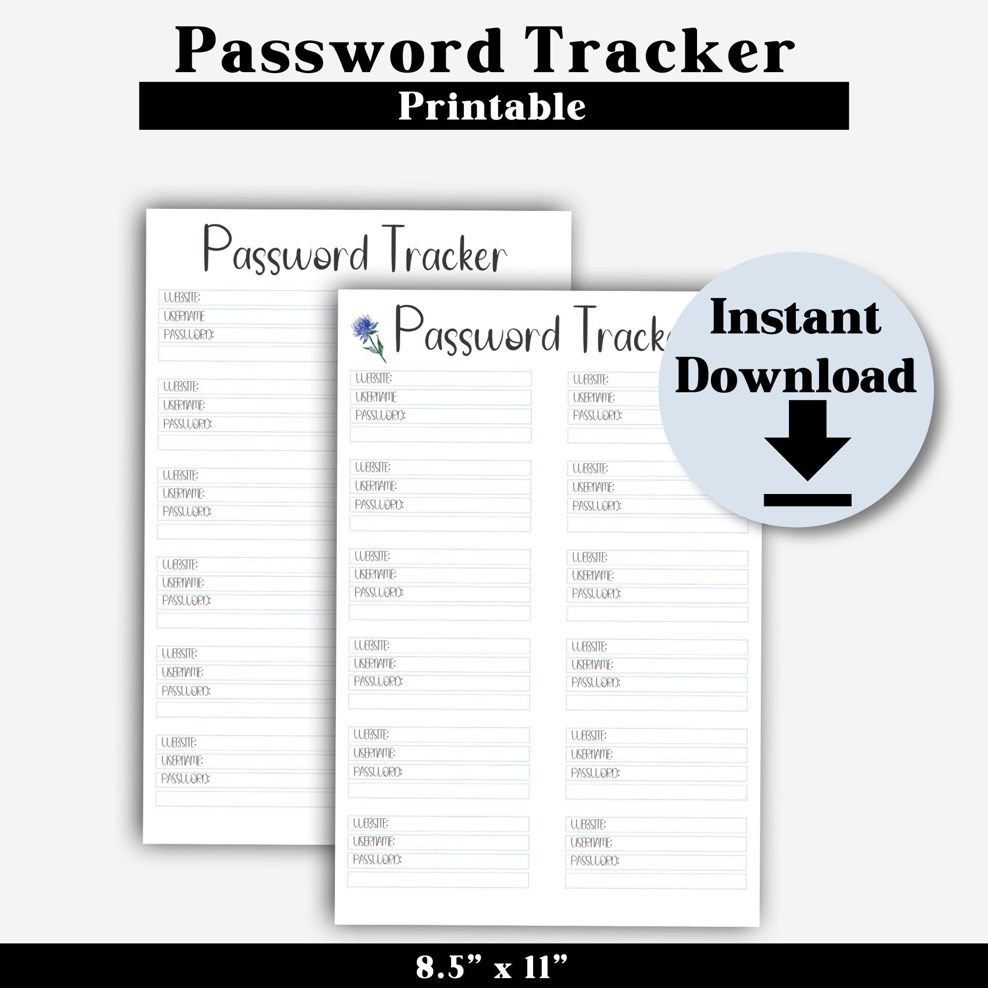 Printable Password Tracker Journal Digital Download Unlimited Print at ...
