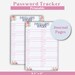 Password Tracker | Instant Download | Pink Floral Log | Journal - Etsy