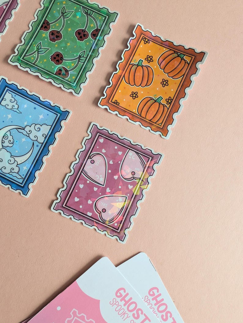 Ghost Office - Cute Spooky Postage Stamp Sticker Set | Ghost, Bat ...