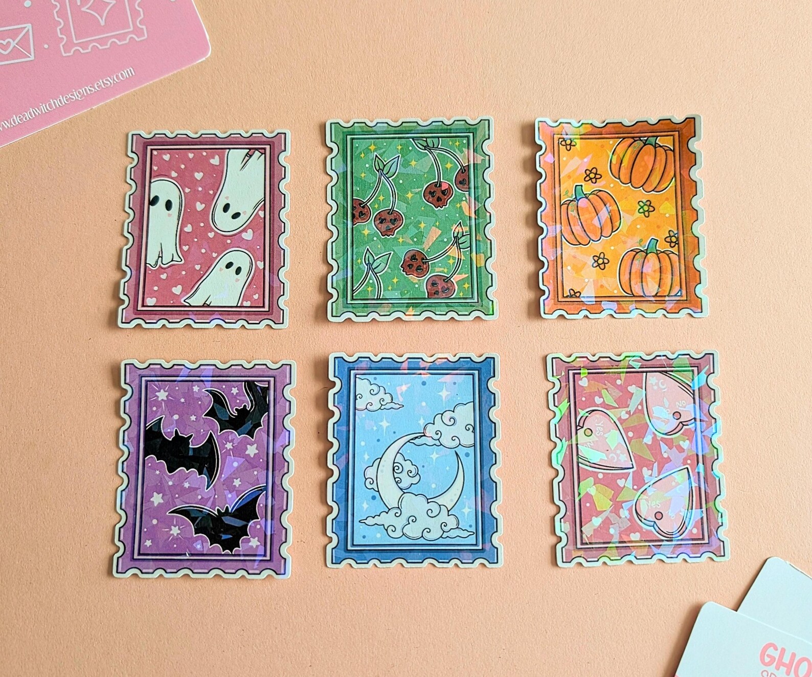 Ghost Office - Cute Spooky Postage Stamp Sticker Set | Ghost, Bat ...