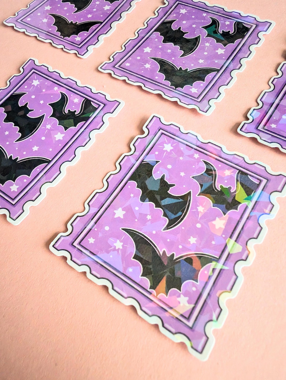 Holographic Purple Bat Stamp Sticker – Spooky Cute Pastel Goth Vinyl ...