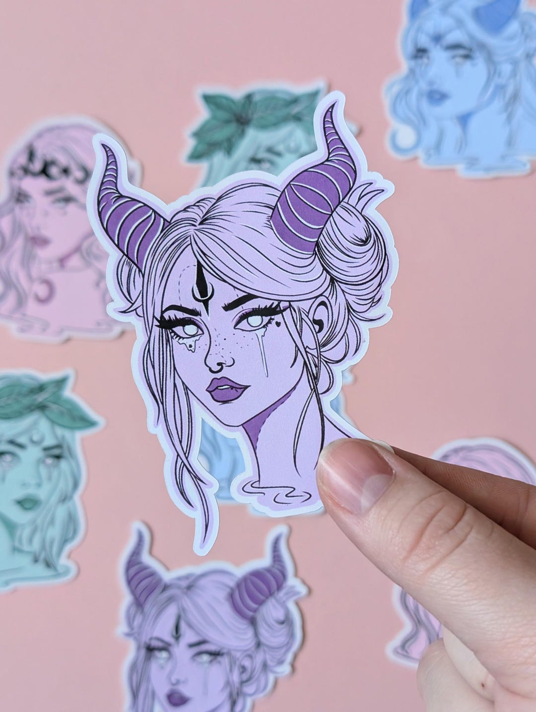 Pastel Goth Witch Girl Sticker - Ethereal Gothic Art - Etsy