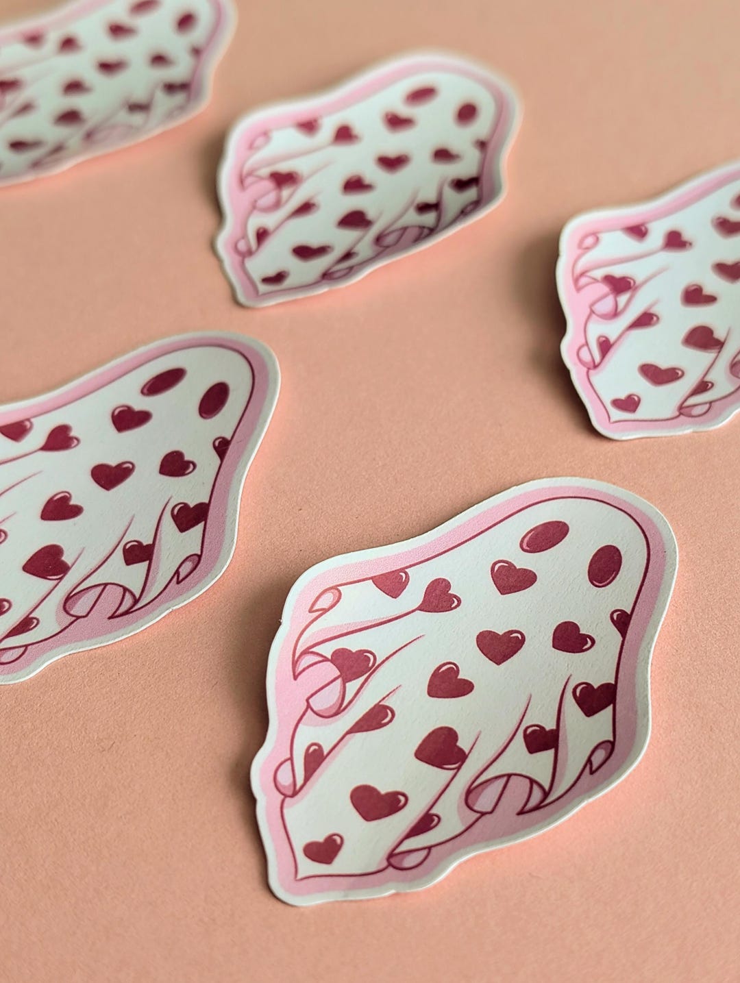 Pink Ghost Holographic Sticker - Cute Rainbow Holo Ghost With Hearts ...