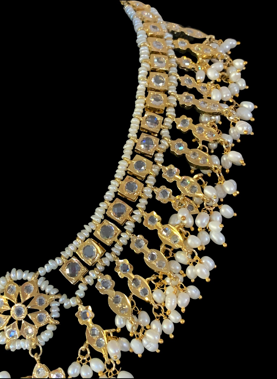 NS222 Hyderabadi Champakali Set in Fresh Water Pearls , Indian ...