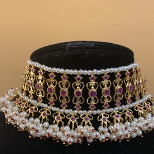 Viya Hyderabadi Bridal Choker Set in Pearl and Rubies , Indian ...