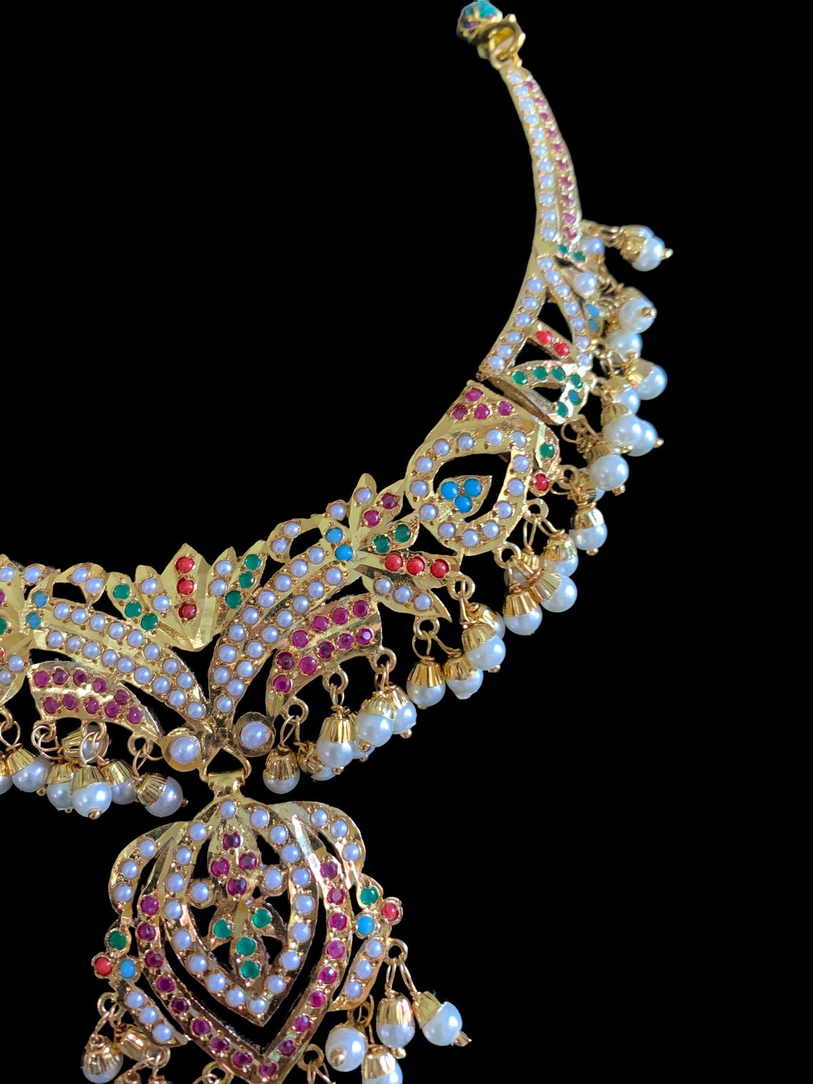 Taseen Punjabi Jadau Necklace With Earrings Tika , Indian Jewellery - Etsy