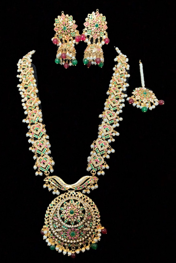 Jewelry Necklaces Sehba Punjabi jadau pearl rani haar with earrings ...