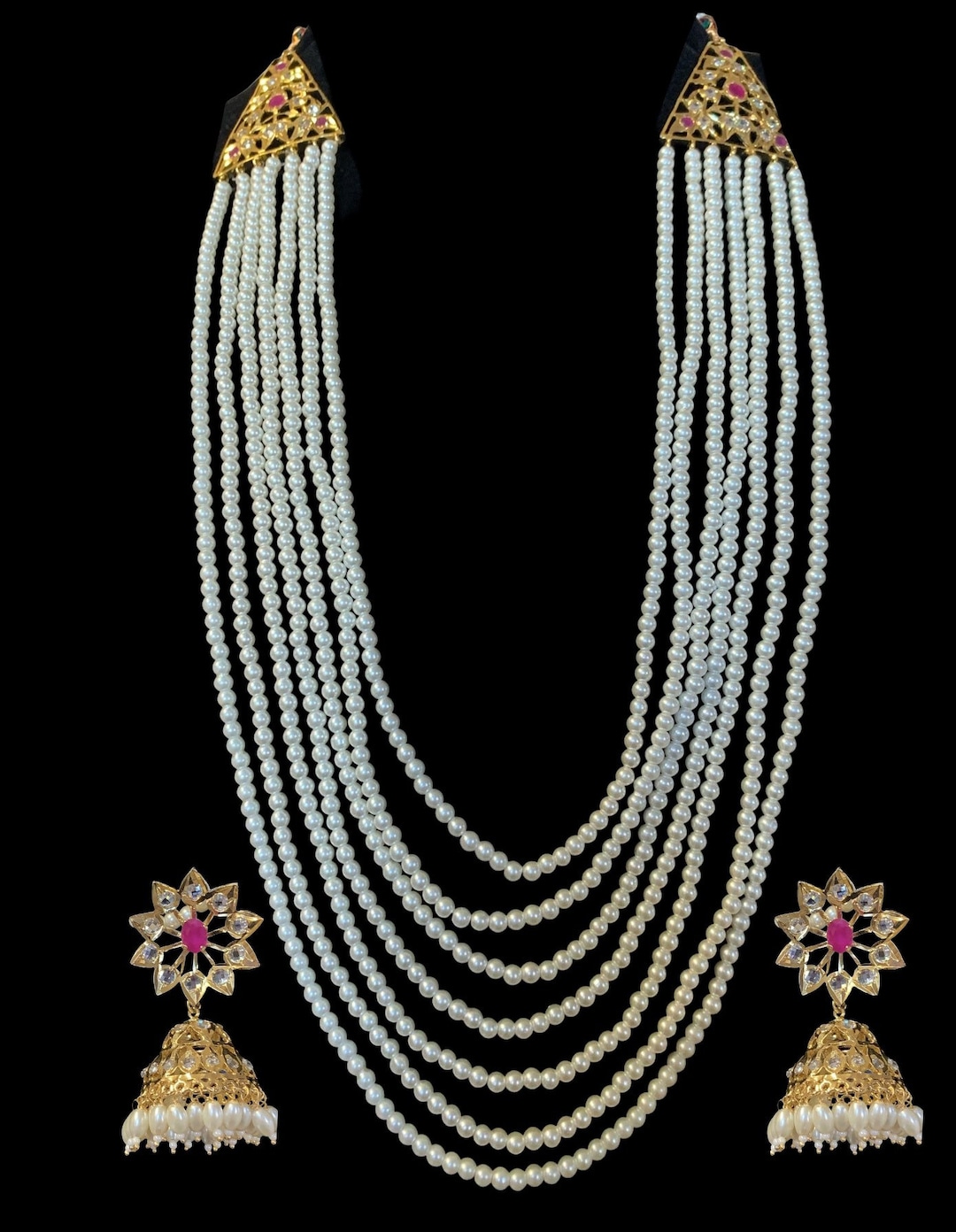SAT33 Nusaiba Hyderabadi Jadau Satlada With Jhumkas , Indian Jewellery ...