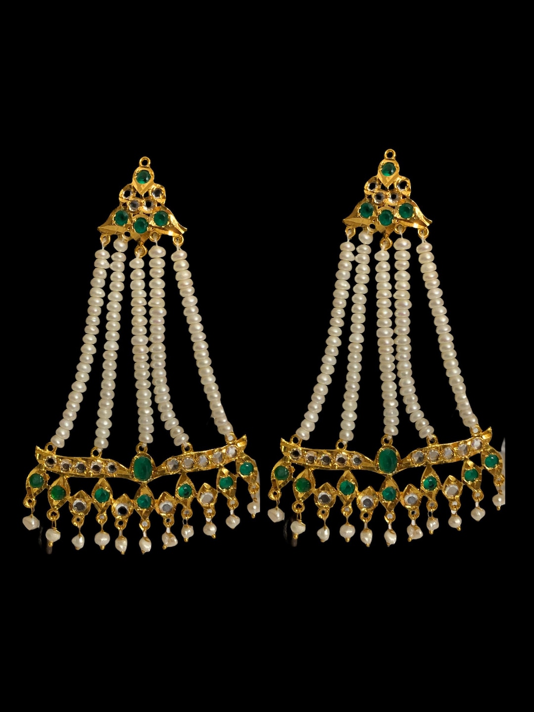 DER73 Amrita Hyderabadi Jadau Jhoomar Earrings in Fresh Water Pearls , Indian Jewellery - Etsy