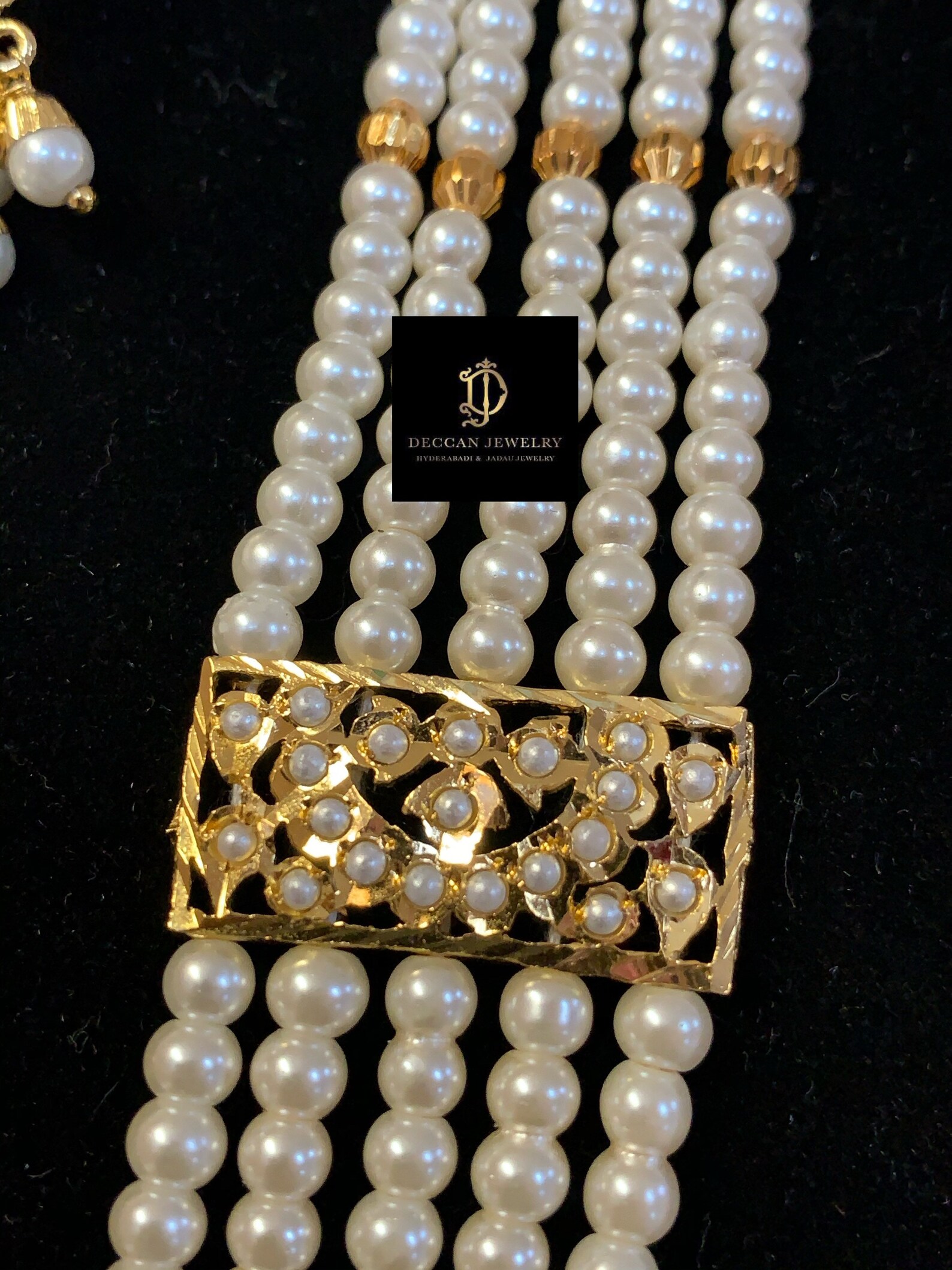 Jia Punjabi Jadau Rani Haar With Earrings Tika in Pearls , Indian ...
