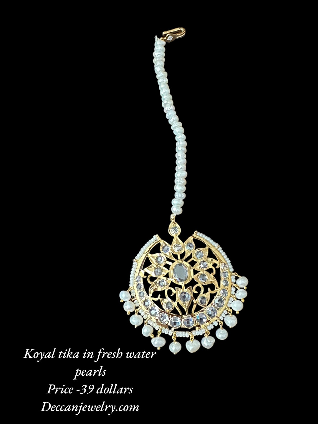 DJTK205 Koyal Hyderabadi Jadau Tika in Fresh Water , Indian Jewellery ...
