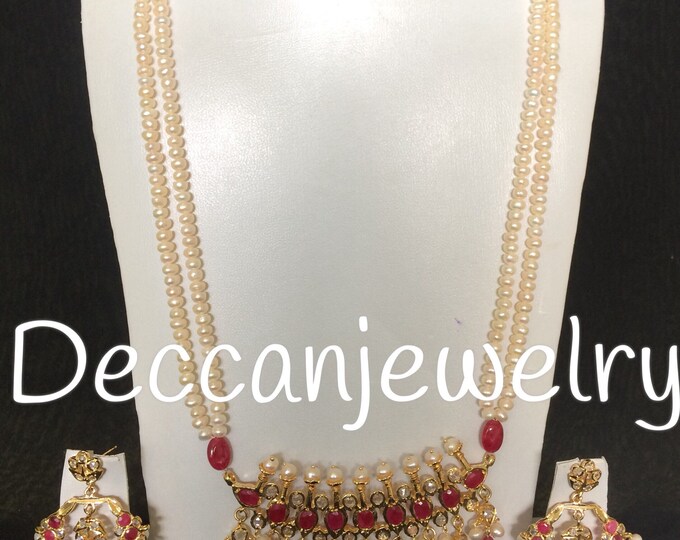 Hyderabadi Jadau Tirmani in Natural Pearls and Natural Rubies , Indian ...