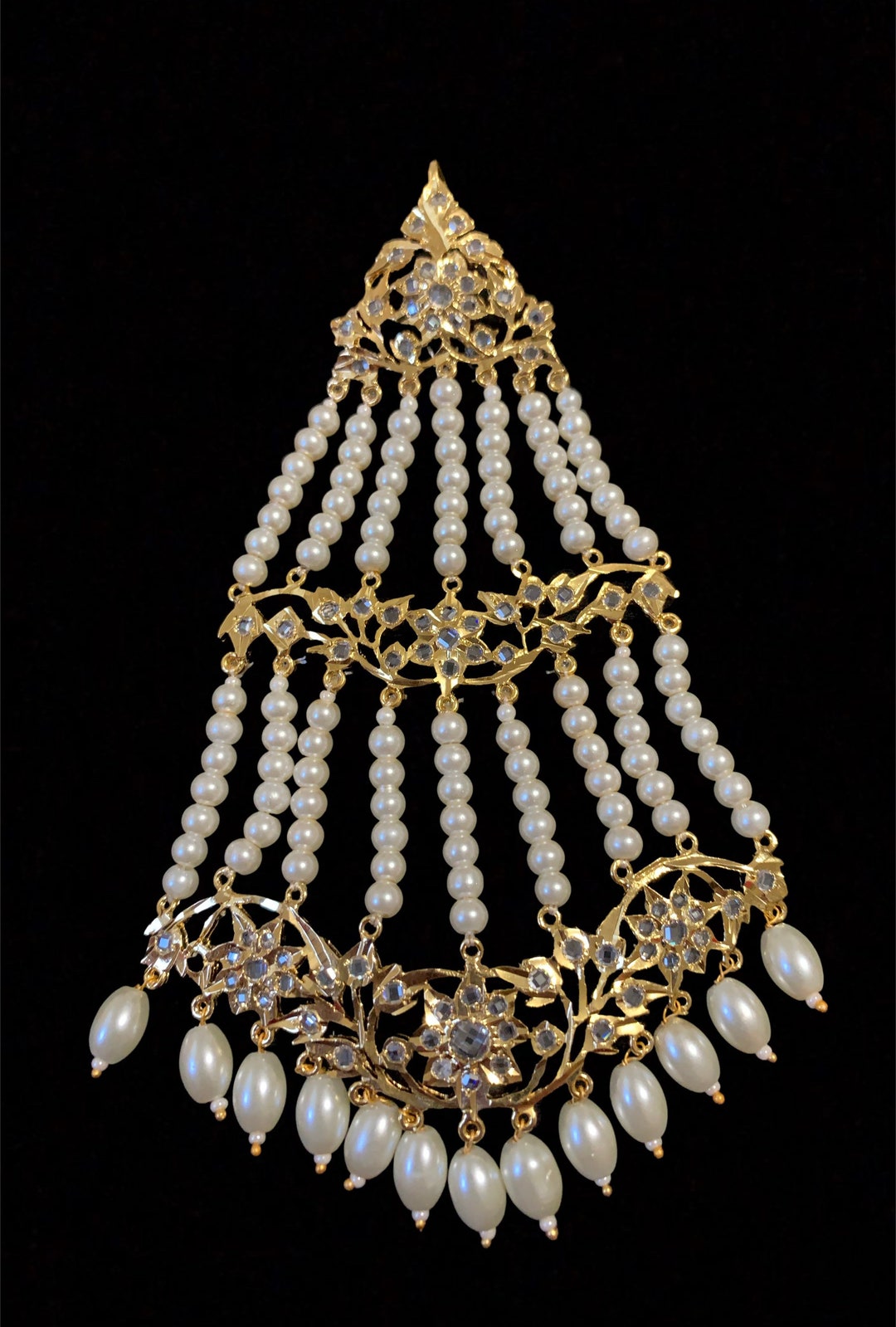 JHR7 Leah Hyderabadi Jadau Jhoomar in Shell Pearls , Indian JEWELLERY ...