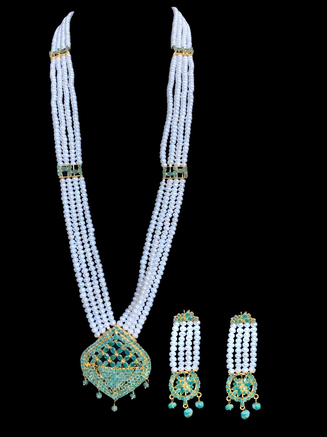 LN121 Fresh Water Pearl Rani Haar in Emerald , Indian Jewellery - Etsy