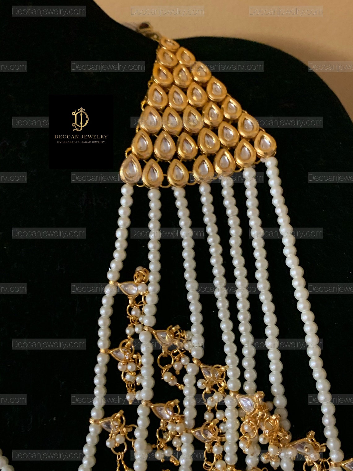 Ansa Jadau Kundan Satlada in Pearls , 7 Layered Bridal Necklace ...