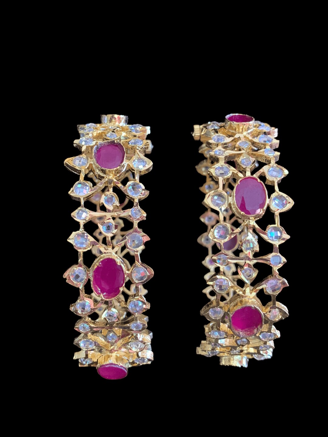 B13 Hyderabadi Bangles in Polki Ruby/ South Indian Bangles / Jadau ...