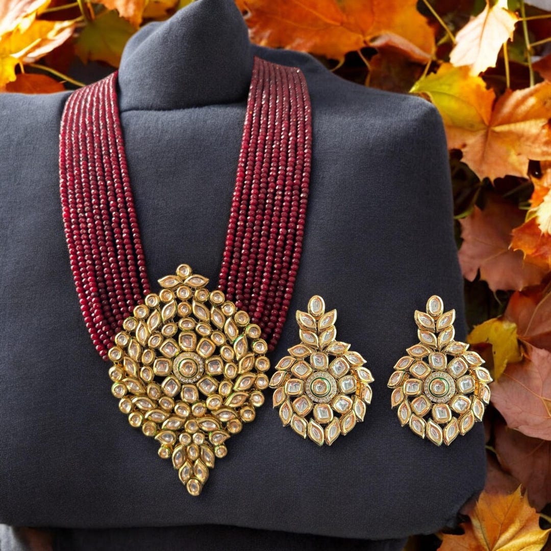 Reeba Kundan Necklace With Earrings , Indian Jewellery , Ruby Rani Haar ...