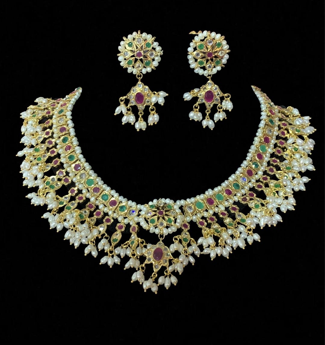 NS99 Hyderabadi Champakali Set in Fresh Water Pearls , Indian Jewellery ...