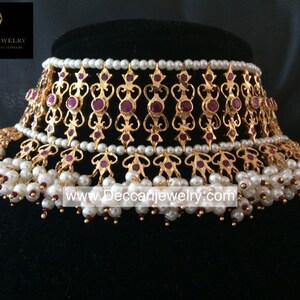 Viya Hyderabadi Bridal Choker Set in Pearl and Rubies , Indian ...
