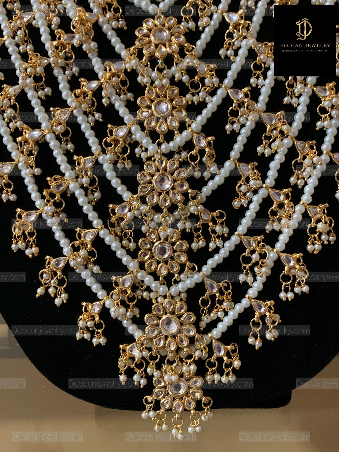 Ansa Jadau Kundan Satlada in Pearls , 7 Layered Bridal Necklace ...