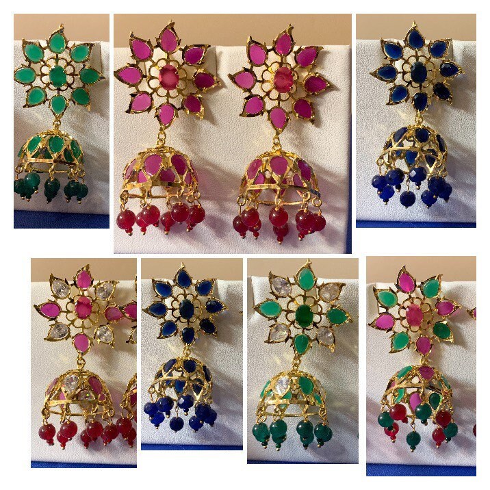 Evelyn Hyderabadi Karanphool Jhumka in Semi Precious Ruby | Etsy