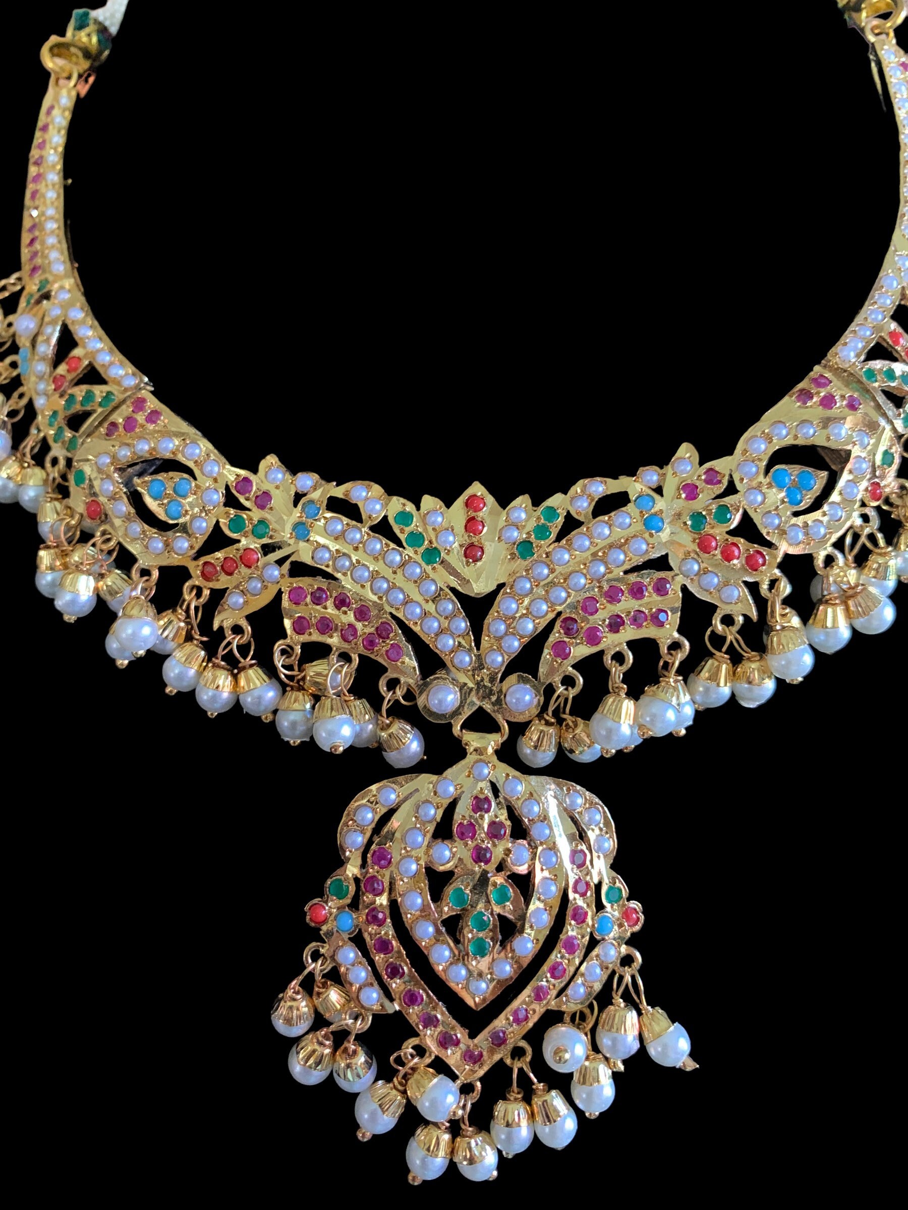 Taseen Punjabi Jadau Necklace With Earrings Tika , Indian Jewellery - Etsy