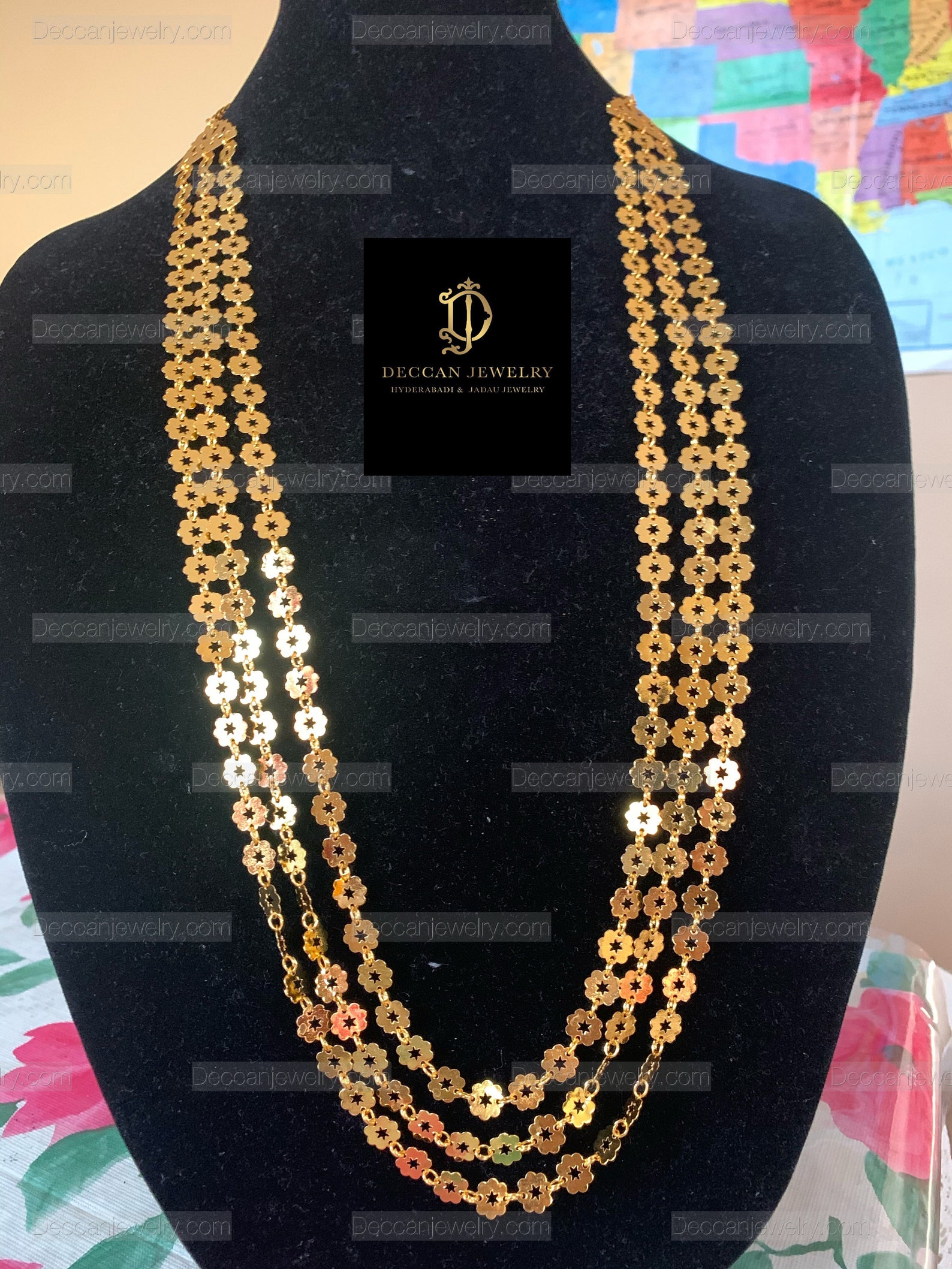 NS170 Chandan Haar - Hyderabadi Jewelry - Indian Long Mala - Gold ...