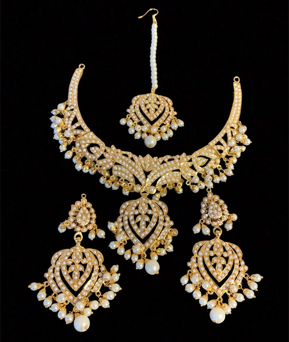 NS61 Taseen Punjabi Jadau necklace with earrings tika Indian jewellery m