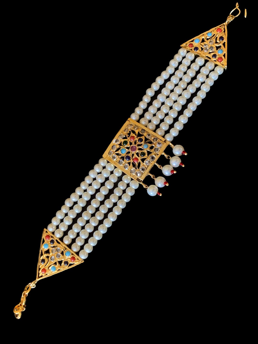 B71 Ariha Navratan Hyderabadi Jadau Bracelet-indian Jewellery - Etsy
