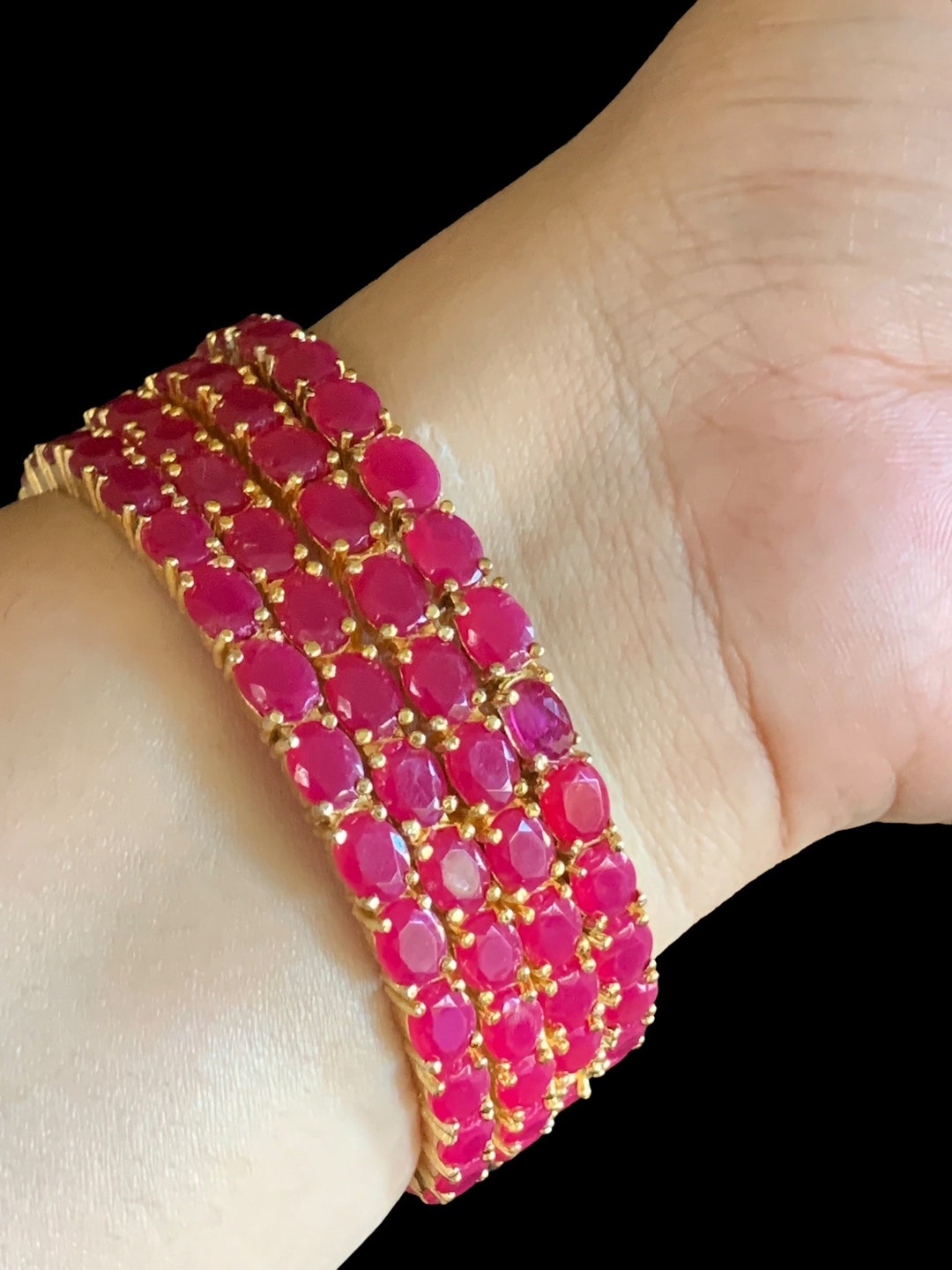 B59 Indian Cz Ruby Bangles Set of 4 , Indian Gold Plated Jewellery - Etsy