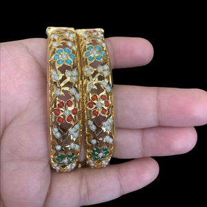B110 Punjabi Jadau Bangles in Navratan , Punjabi Jewellery , Indian ...