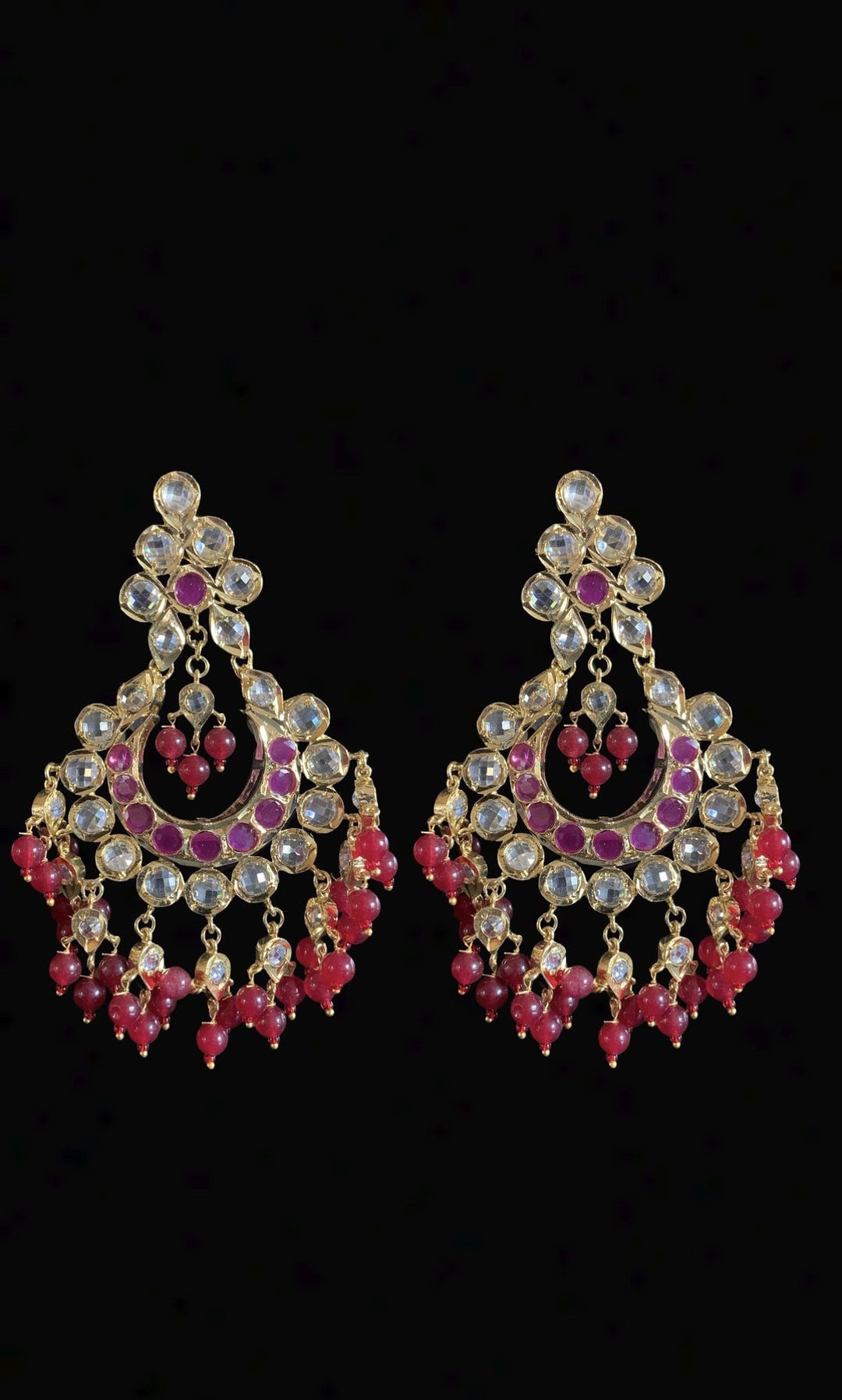 DER241 Dania Large Hyderabadi Chandbali in Ruby ( INDIAN JEWELLERY ) - Etsy